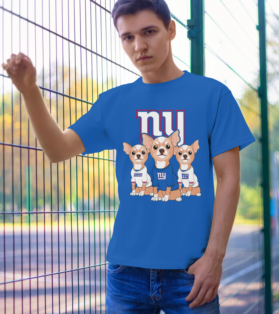 New York Giants Chihuahua Trio T-Shirt
