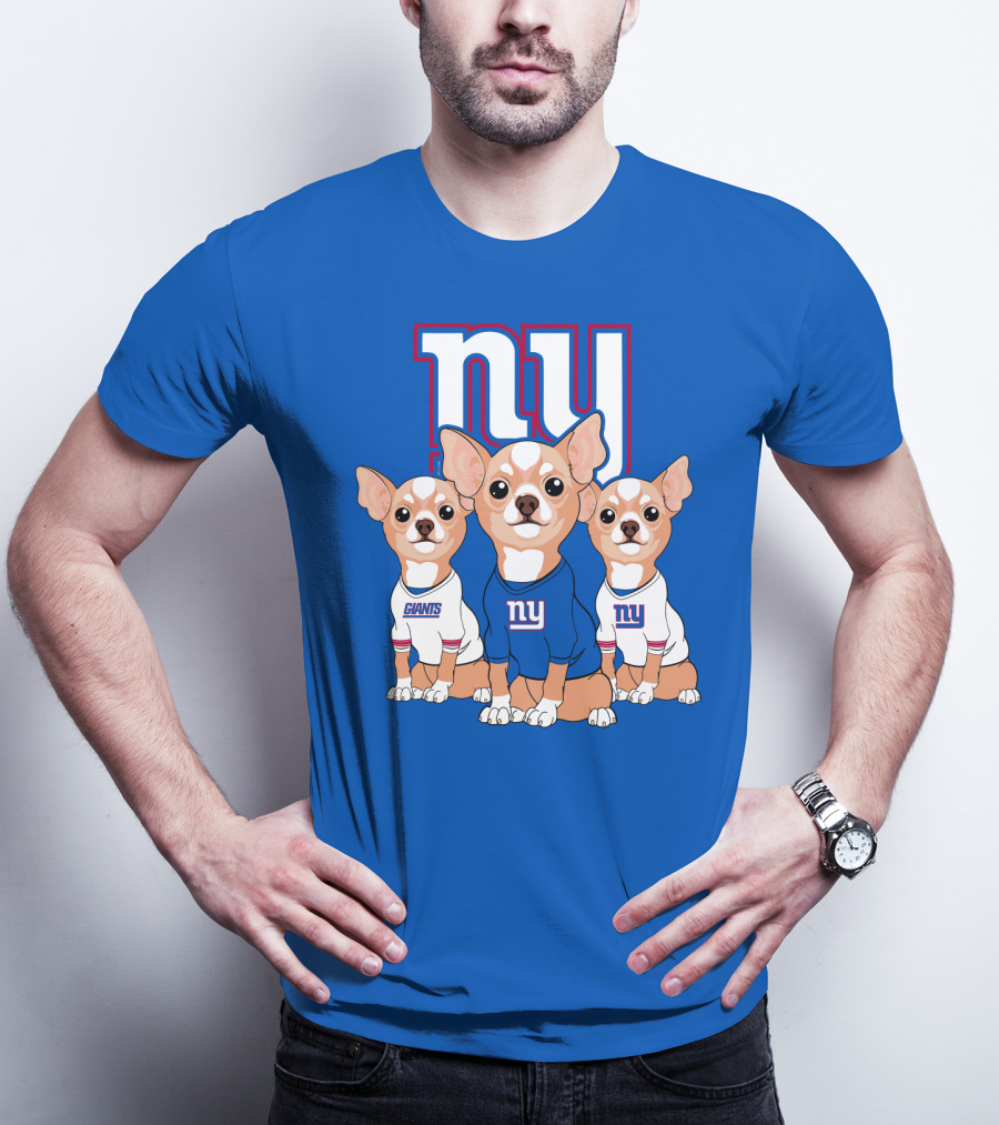 New York Giants Chihuahua Trio T-Shirt