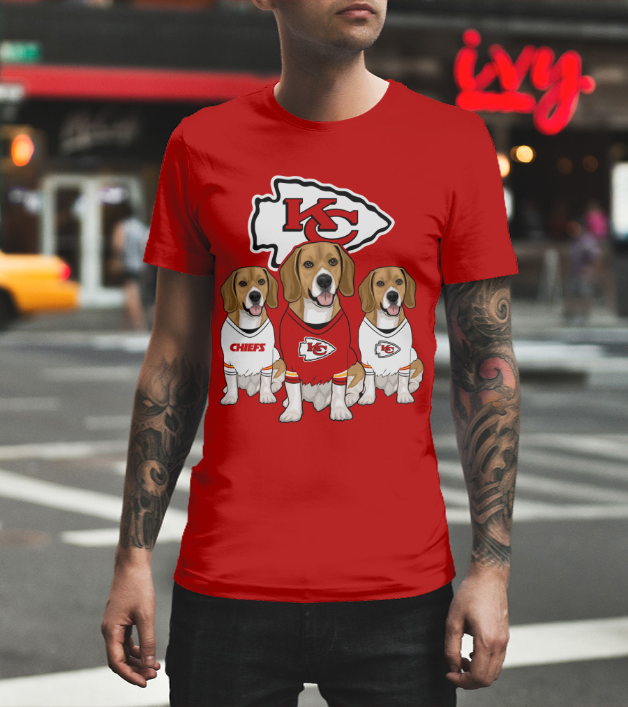 Kc Chiefs Beagle Trio Dogs T-Shirt