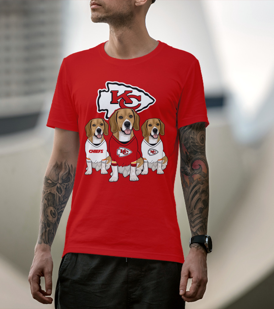 Kc Chiefs Beagle Trio Dogs T-Shirt