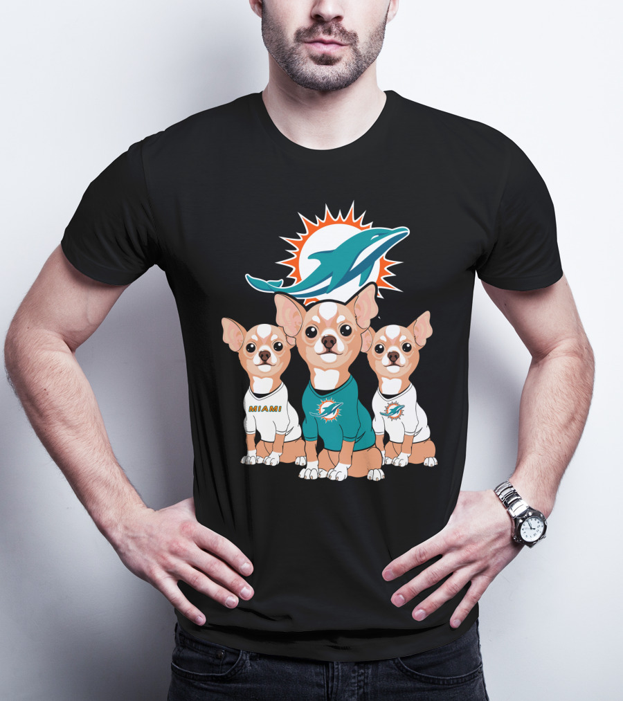Miami Dolphins Chihuahua Trio T-Shirt