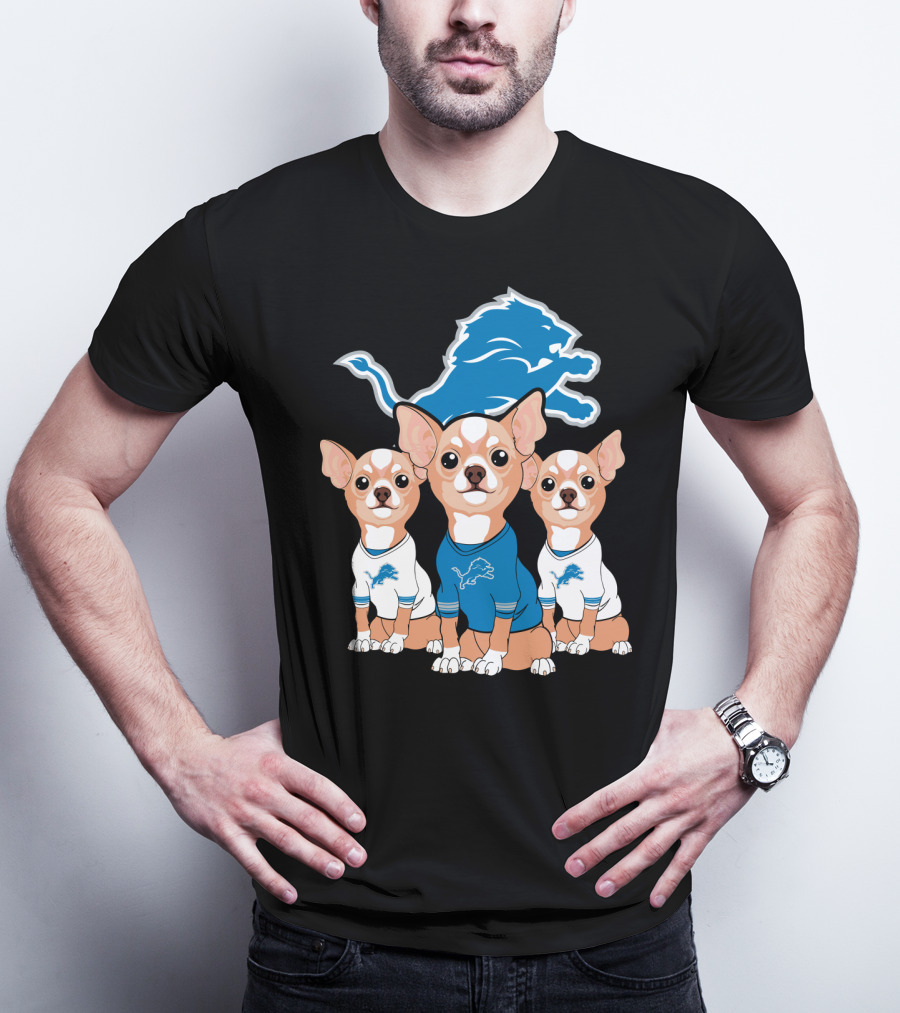 Detroit Lions Chihuahua Trio T-Shirt