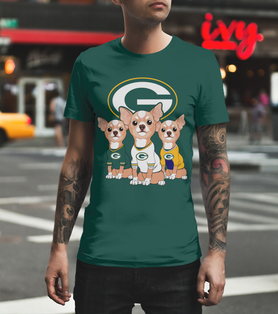Green Bay Packers Chihuahua Trio T-Shirt