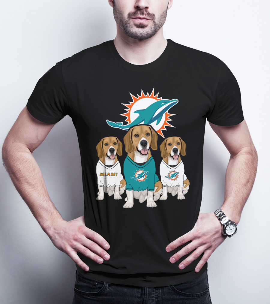 Miami Dolphins Beagle Trio T-Shirt