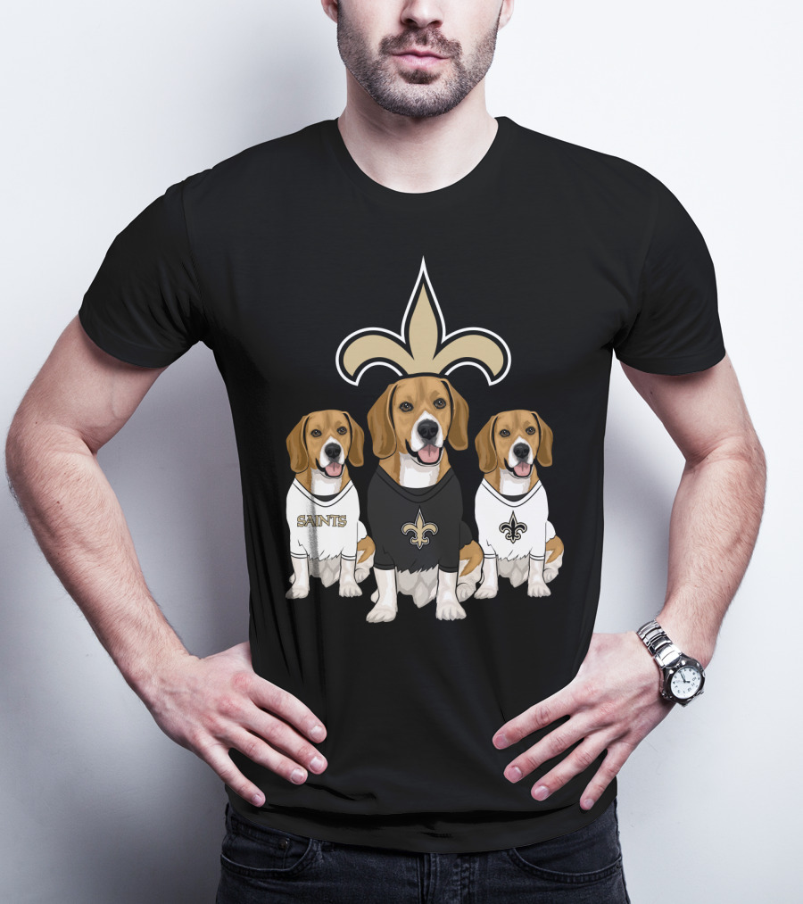 Saints Beagle Trio With Fleur-De-Lis T-Shirt