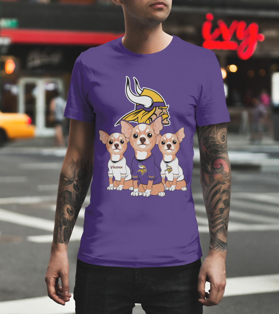 Minnesota Vikings Chihuahua Trio T-Shirt
