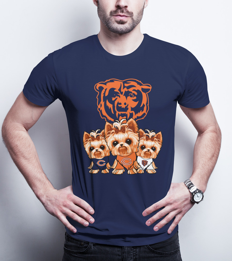 Chicago Bears Yorkshire Terrier Puppy Trio T-Shirt