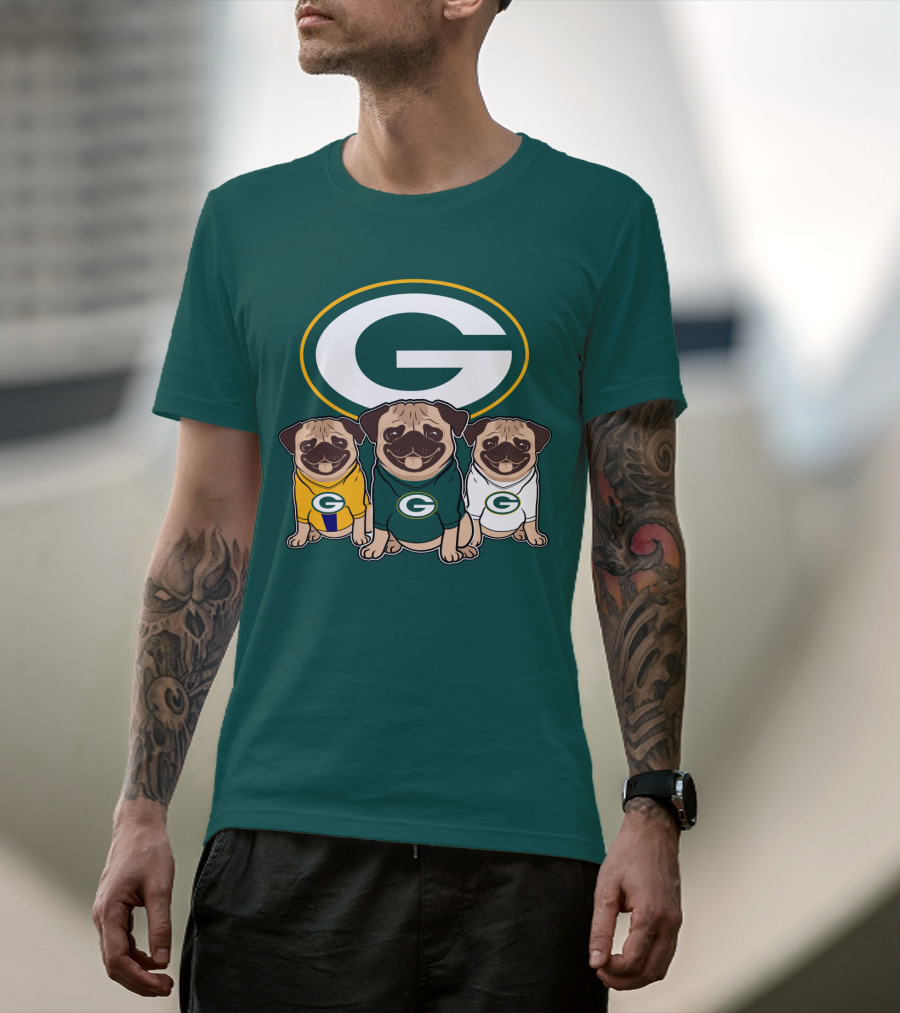 Green Bay Packers Pug Trio T-Shirt