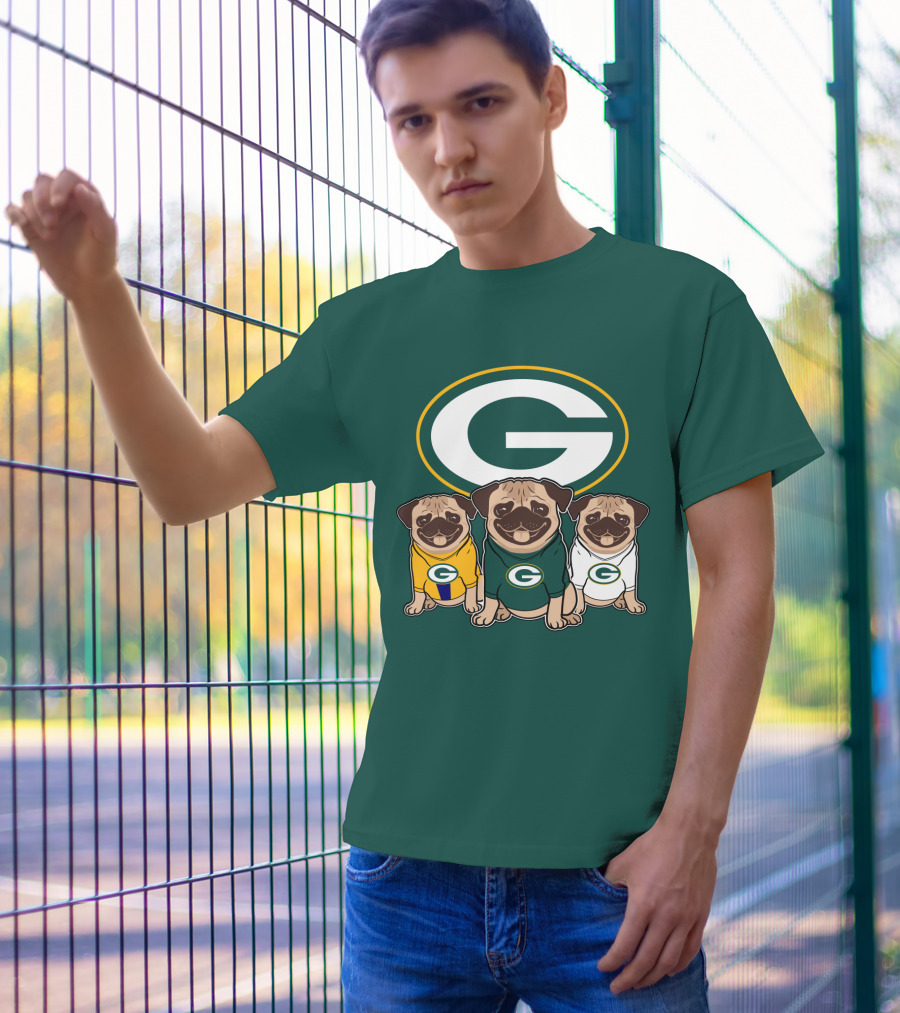 Green Bay Packers Pug Trio T-Shirt