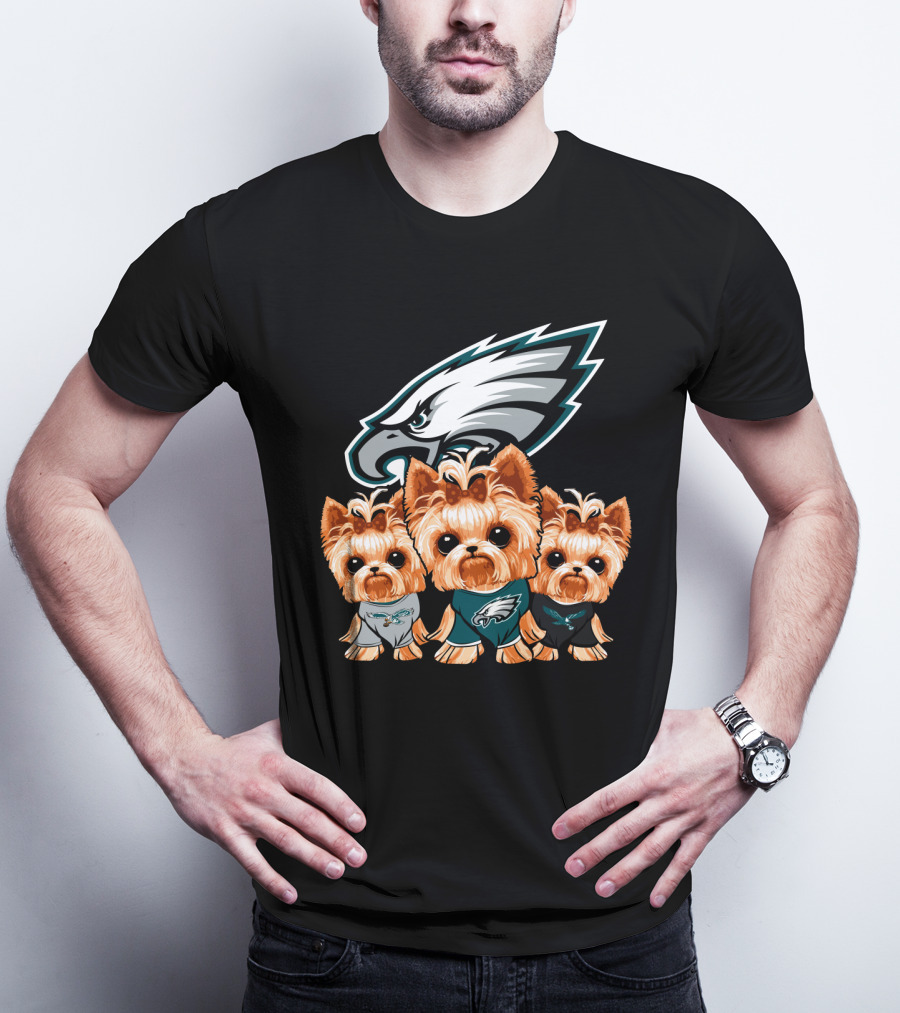 Philadelphia Eagles Yorkshire Terrier Puppy Trio T-Shirt