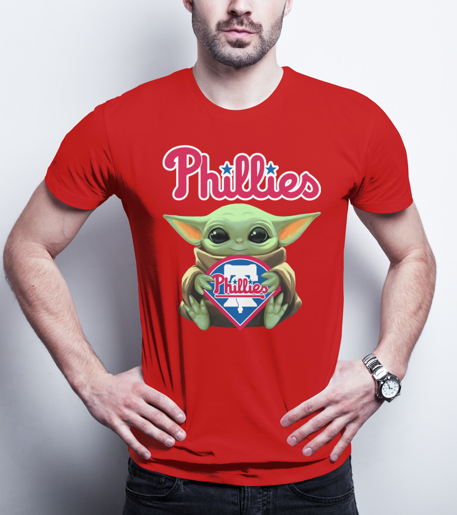 Phillies Baby Yoda Holding Phillies T-Shirt