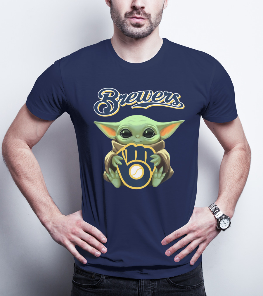 Brewers Baby Yoda Holding Milwaukee T-Shirt