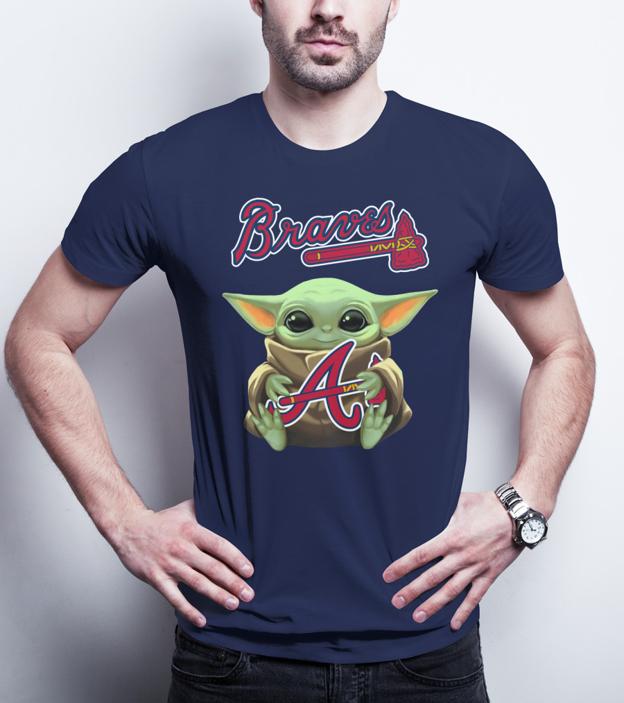 Braves Baby Yoda Holding Baseball Team T-Shirt