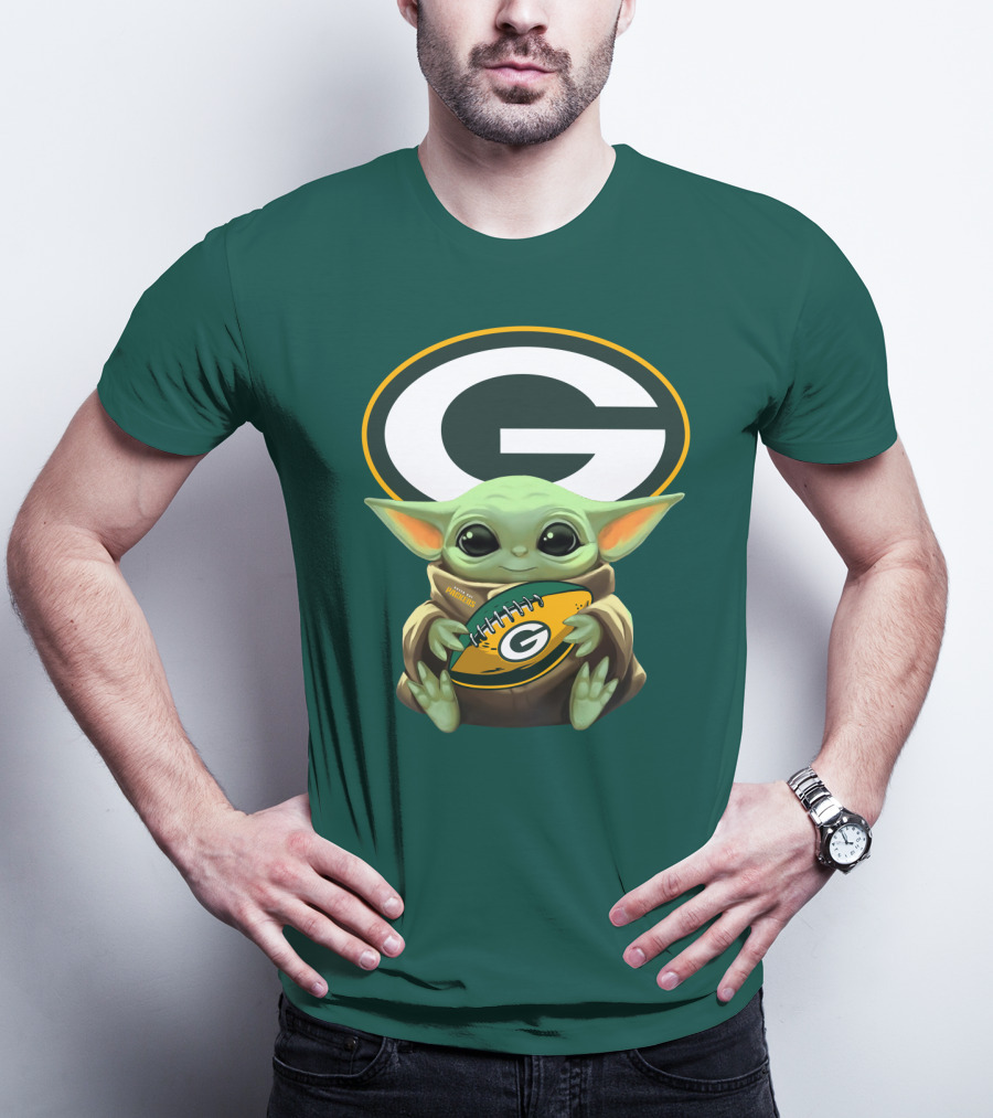Baby Yoda Green Bay Packers Football Fan T-Shirt