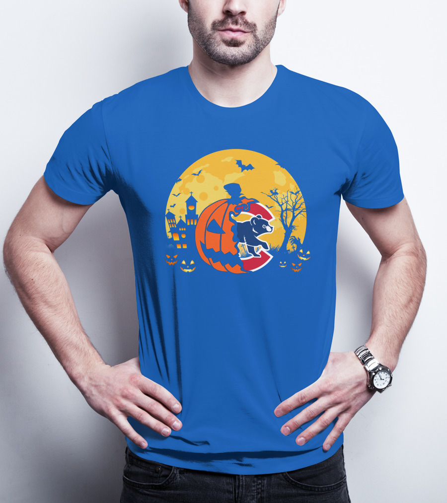 Chicago Cubs Halloween Full Moon T-Shirt