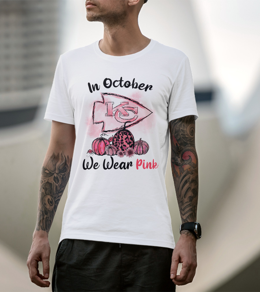 In October We Wear Pink Kc Pumpkin Edition T-Shirt