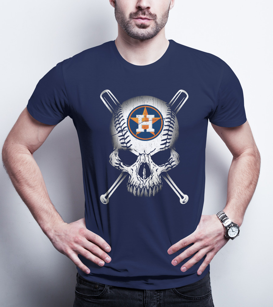 Houston Astros Baseball Skull Crossbones T-Shirt