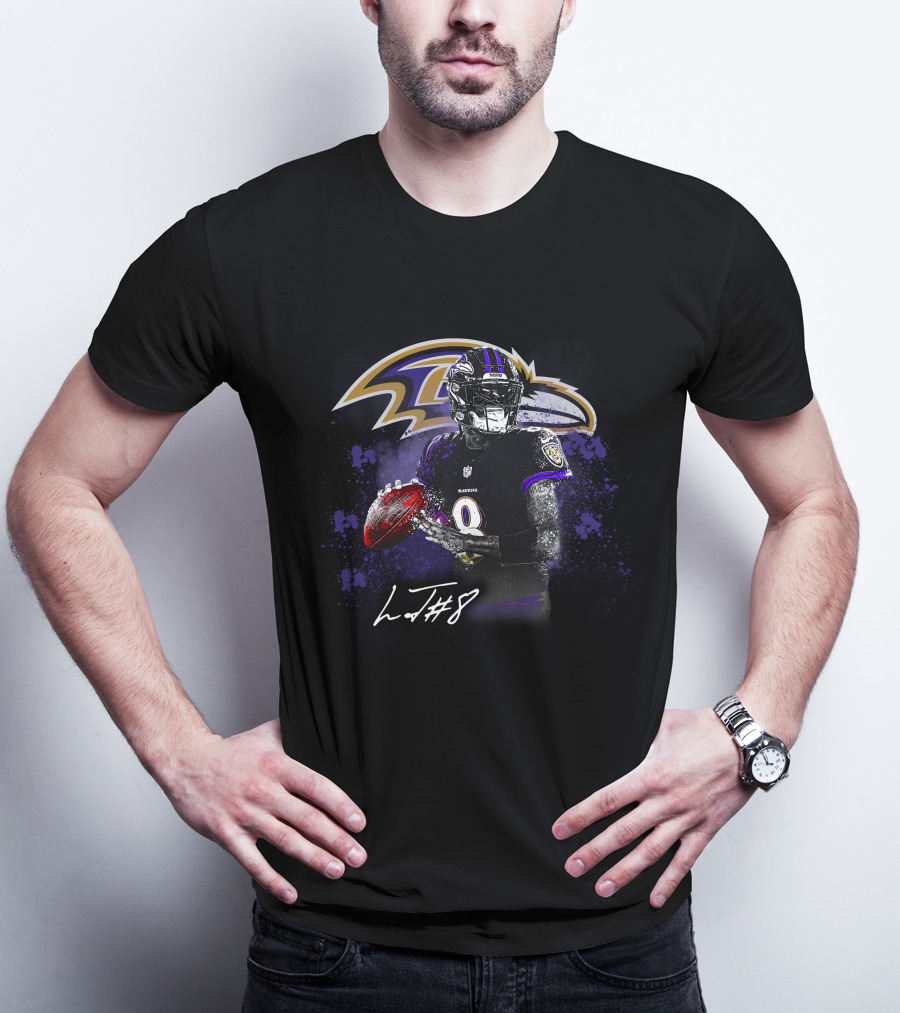 Baltimore Ravens Quarterback Number 8 Signature T-Shirt