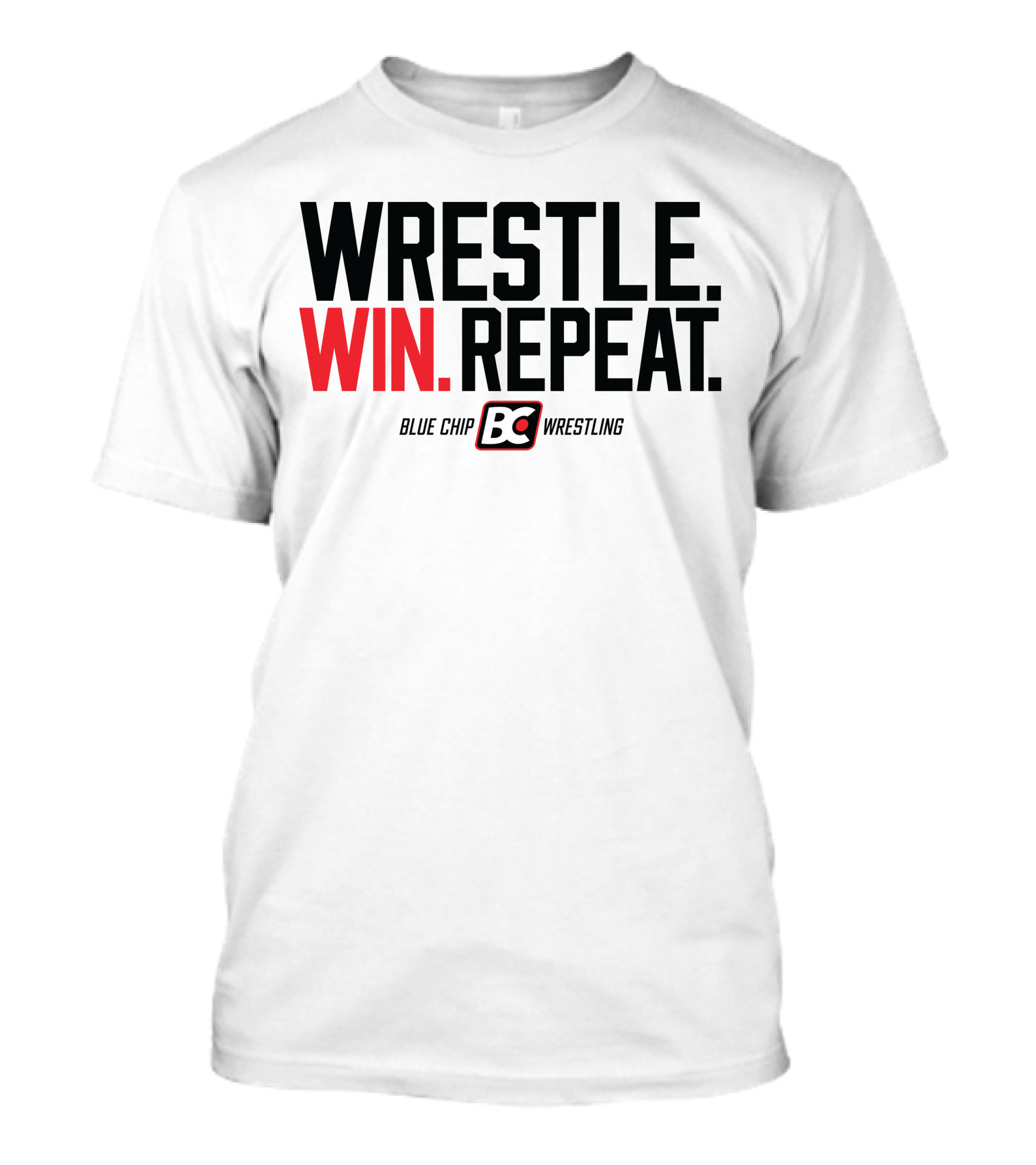 Wrestle Win Repeat Blue Chip BC Wrestling T-Shirt