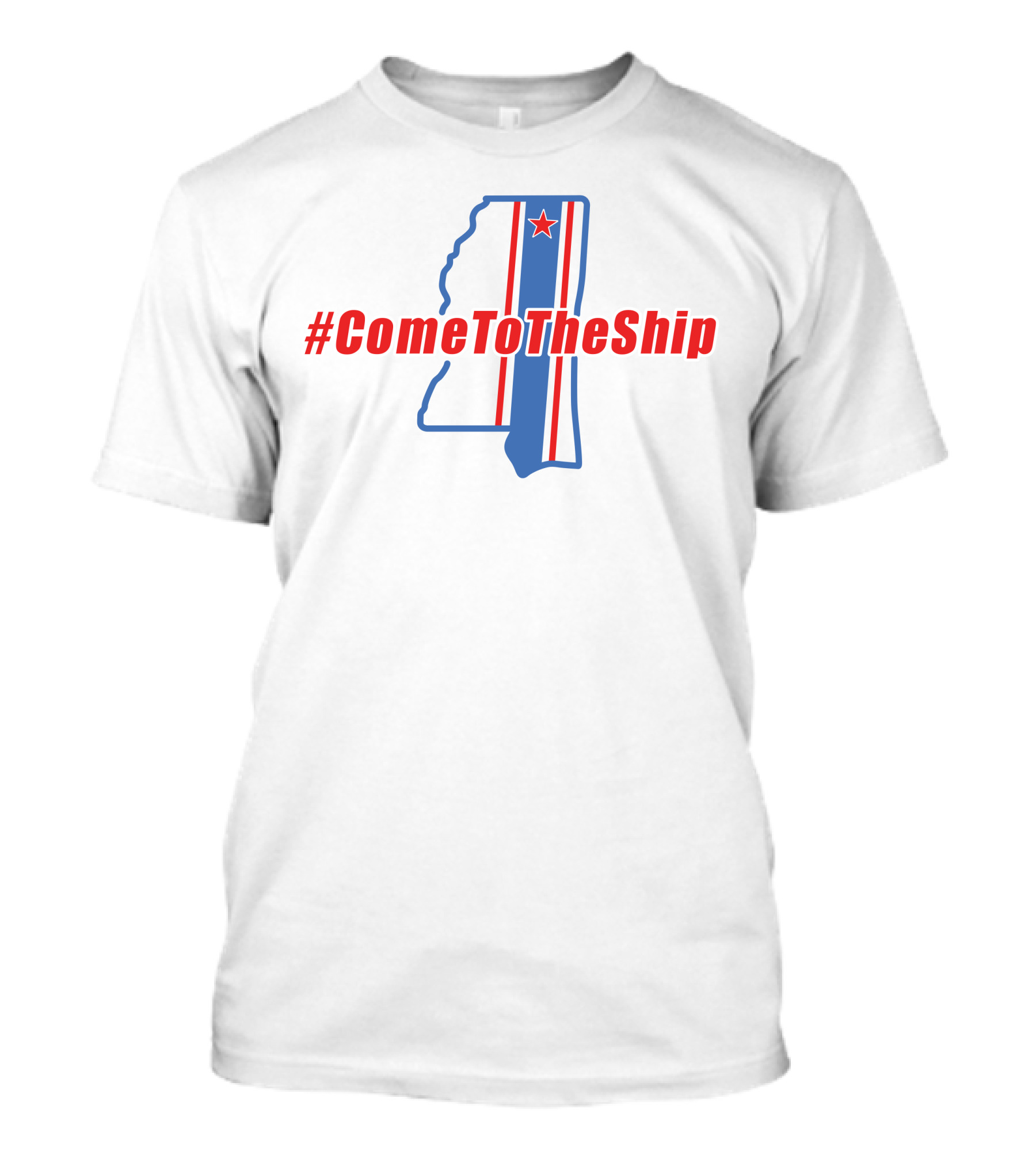 ComeToTheShip Mississippi Outline Red Blue Stripe Star T-Shirt