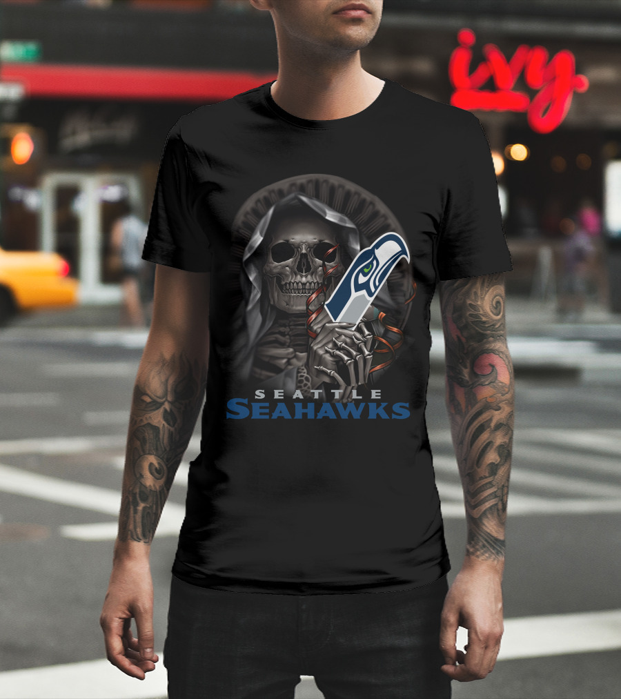Seattle Seahawks Grim Reaper Holding T-Shirt