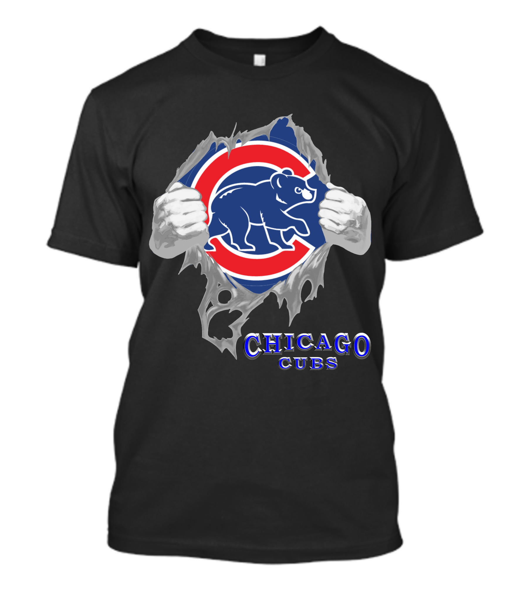 Chicago Cubs Logo Burst With Bear And Hands T-Shirt