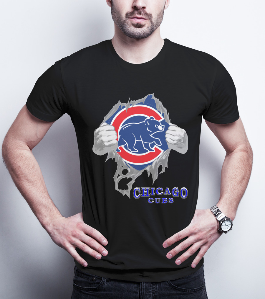 Chicago Cubs Logo Burst With Bear And Hands T-Shirt