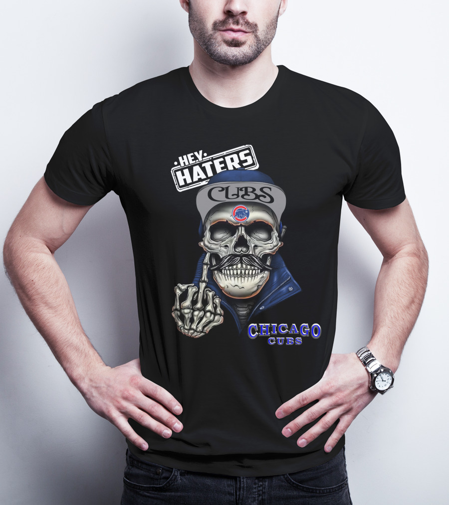 Chicago Cubs Hey Haters Skull Gesture T-Shirt