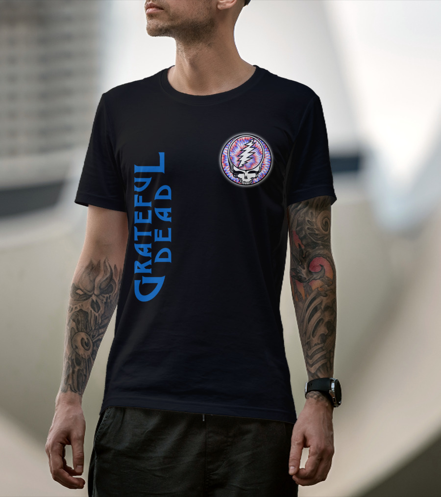 Grateful Dead Steal Your Face Skull With Lightning Bolt And Trippy Blue Letters T-Shirt