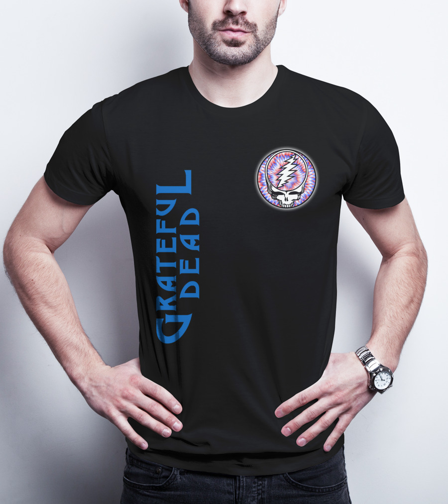 Grateful Dead Steal Your Face Skull With Lightning Bolt And Trippy Blue Letters T-Shirt