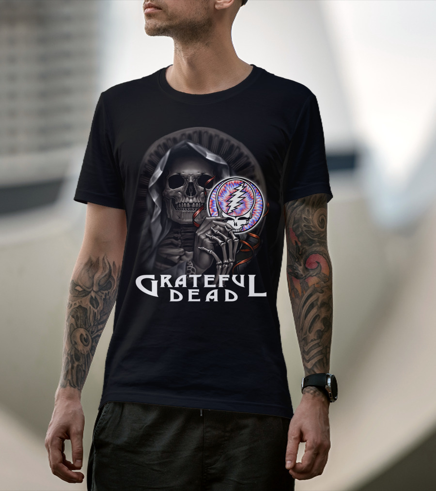 Grateful Dead Skeleton With Steal Your Face Symbol T-Shirt