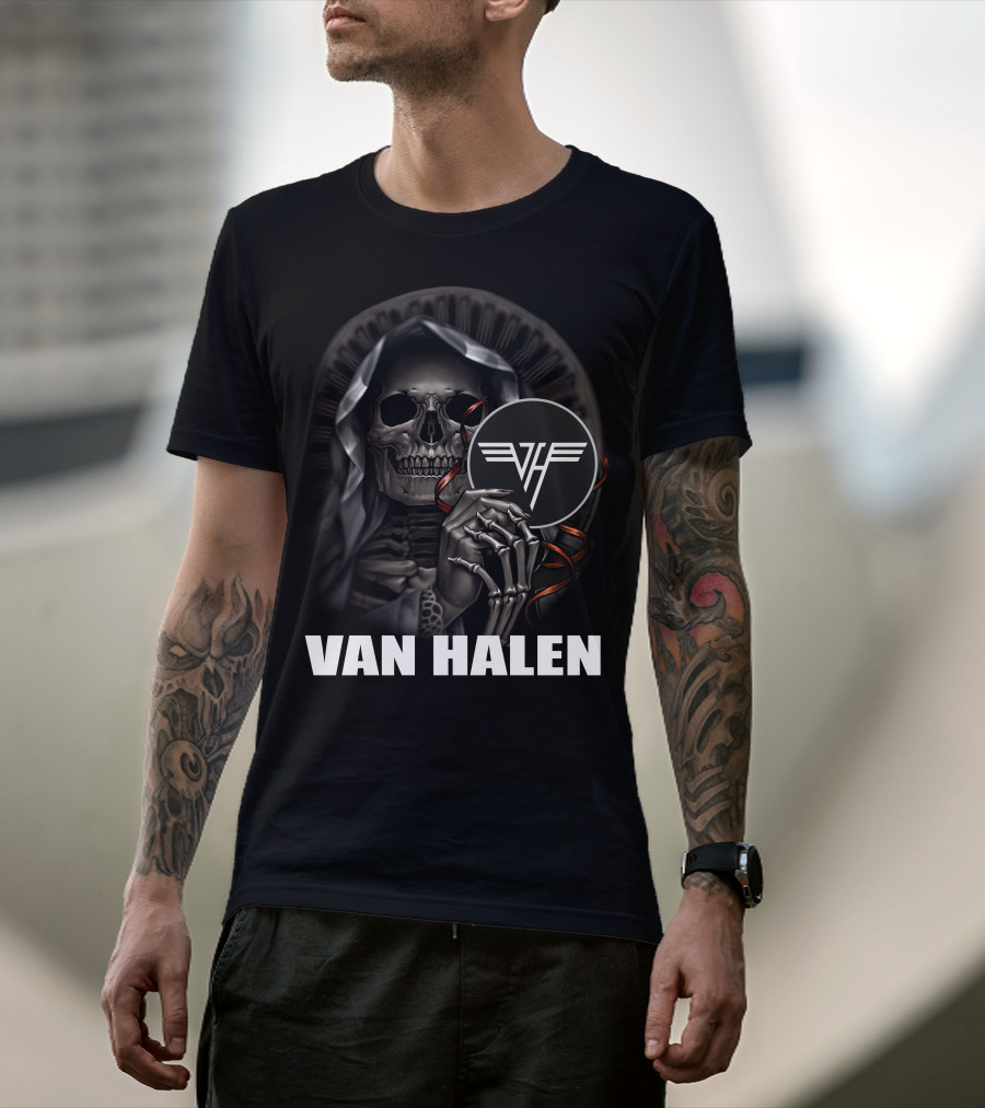 Van Halen Skull Skeleton Grim Reaper Vh T-Shirt