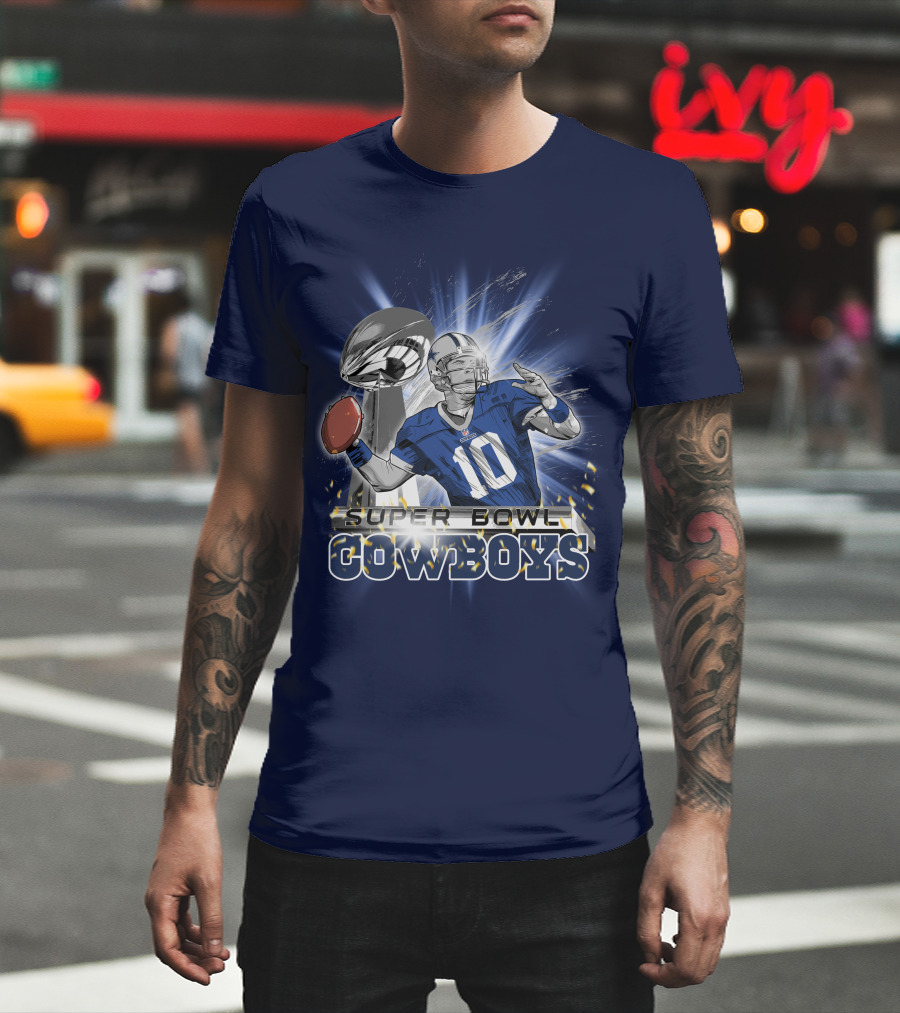 Super Bowl Cowboys Quarterback With Trophy T-Shirt