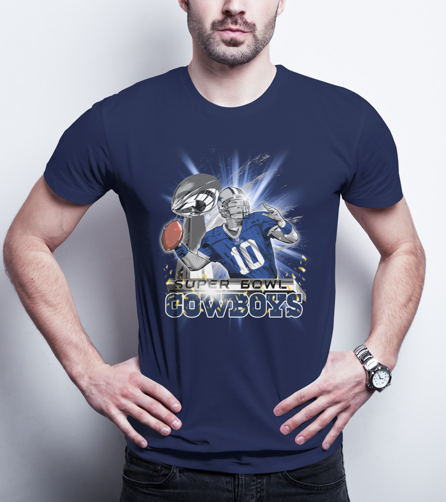 Super Bowl Cowboys Quarterback With Trophy T-Shirt