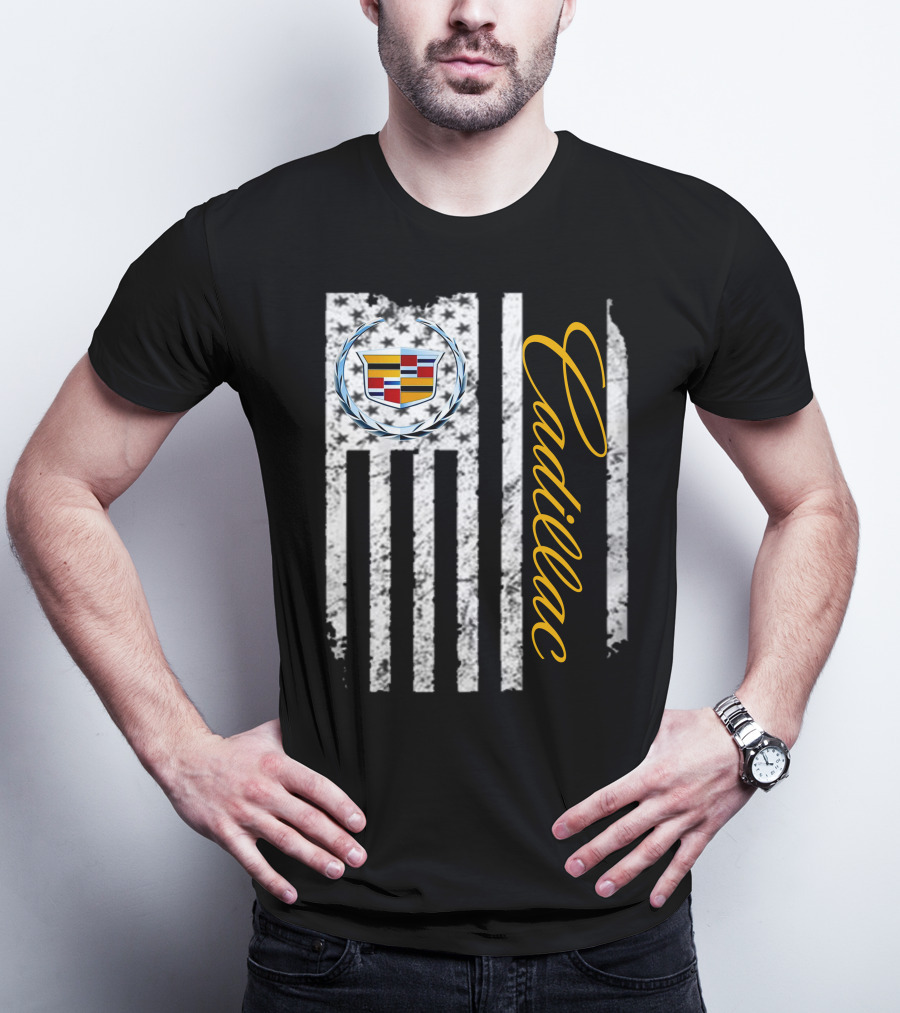 Cadillac Logo American Flag T-Shirt