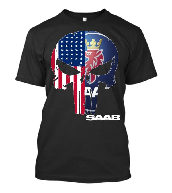 Saab American Flag Punisher Skull T-Shirt