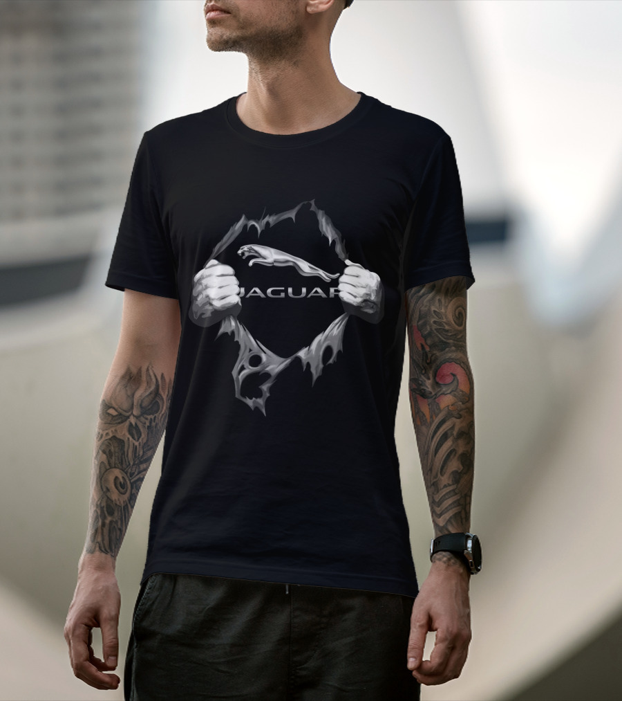 Jaguar Logo With Ripped Hands Effect T-Shirt