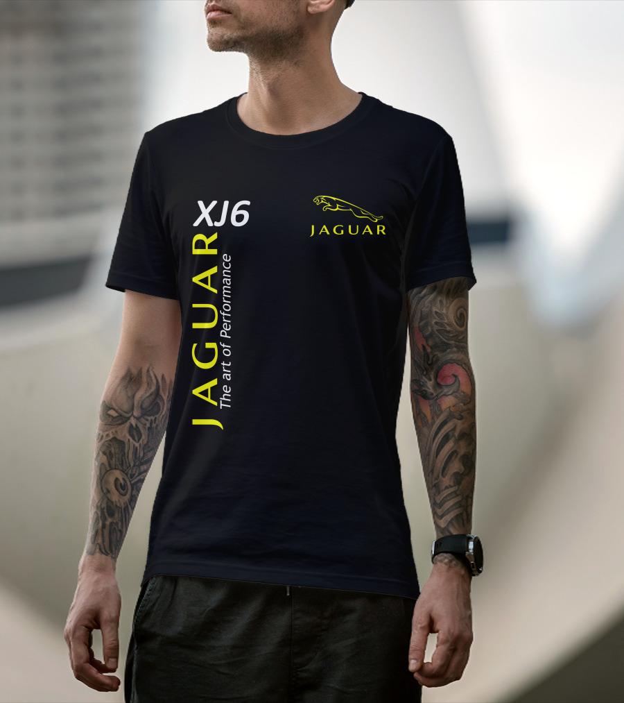 Jaguar Xj6 The Art Of Performance Yellow Logo Classic T-Shirt