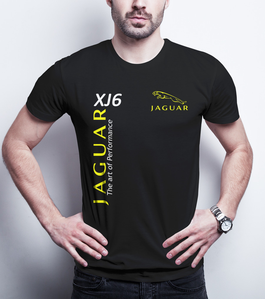 Jaguar Xj6 The Art Of Performance Yellow Logo Classic T-Shirt
