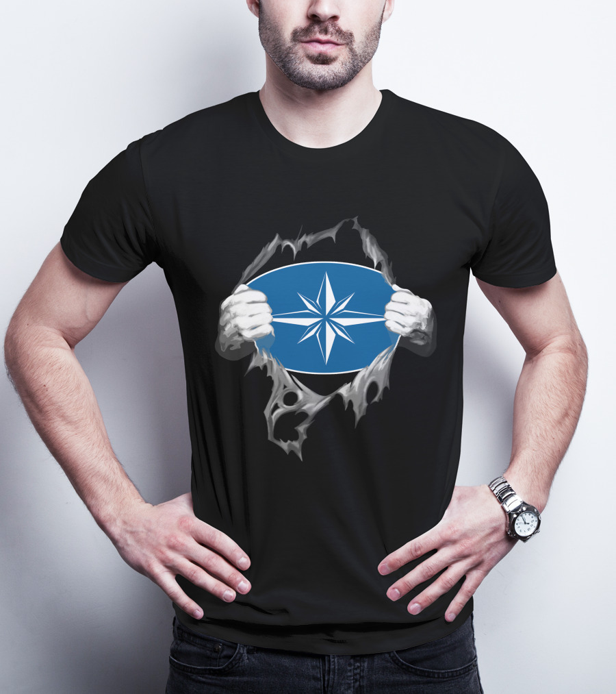 Polaris2 Blue Starburst Compass Emblem Unveiled By Ripping Hands T-Shirt