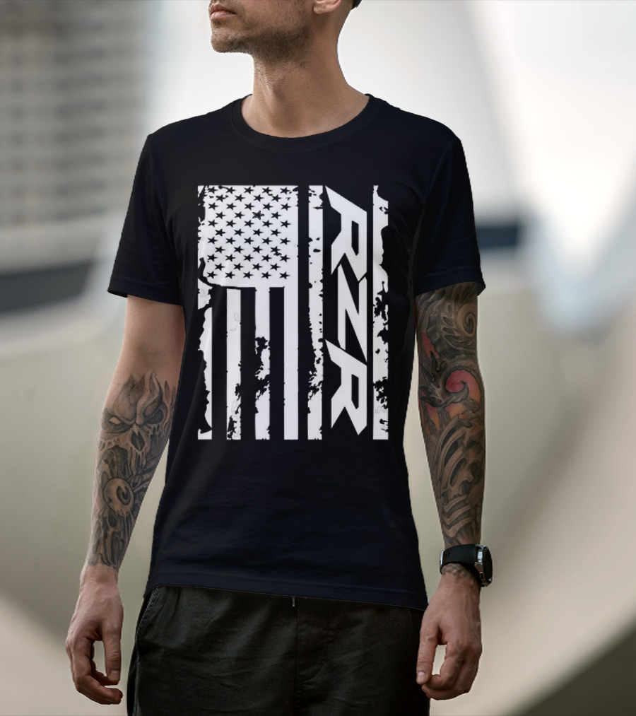 Rzr American Flag Distressed Style T-Shirt