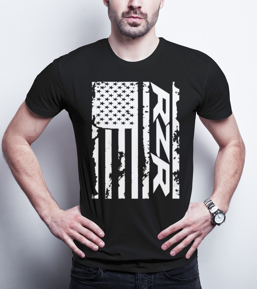 Rzr American Flag Distressed Style T-Shirt