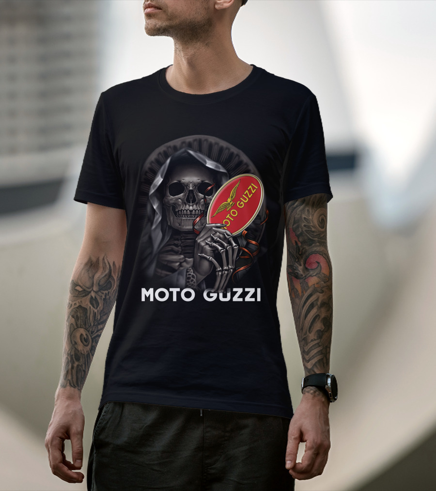 Moto Guzzi Skeleton Holding Red T-Shirt