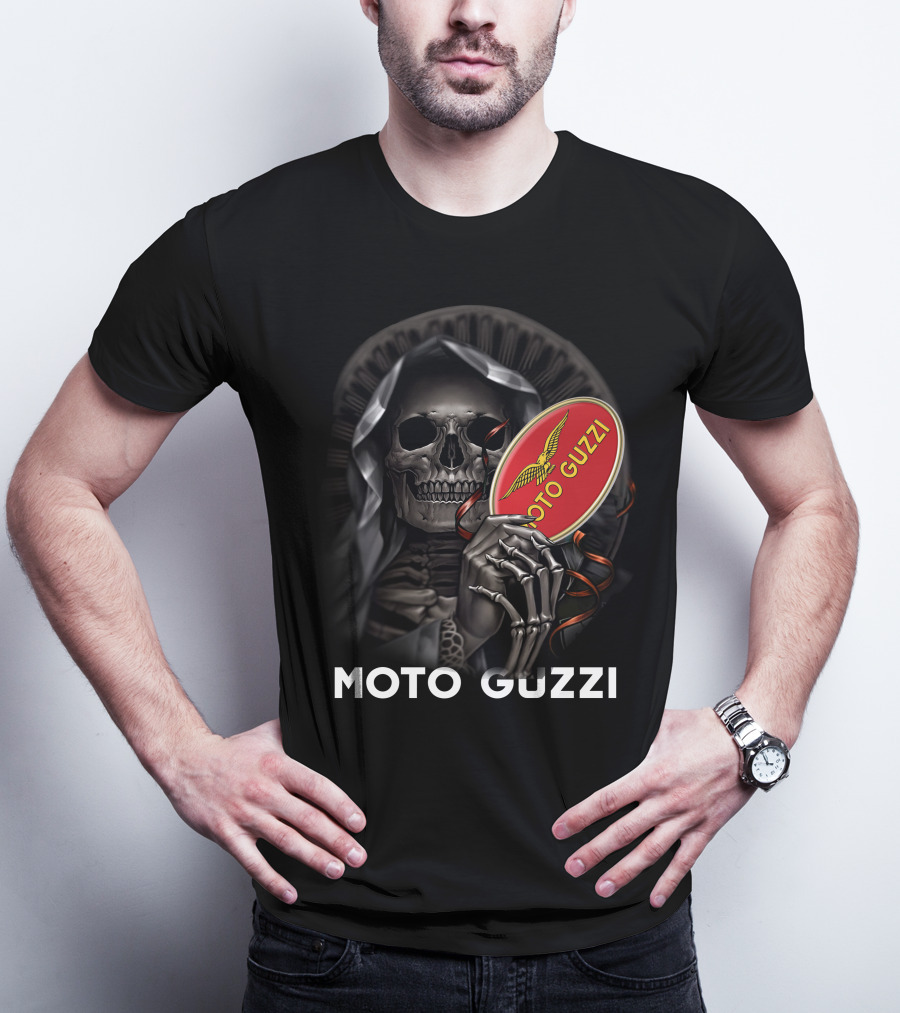 Moto Guzzi Skeleton Holding Red T-Shirt