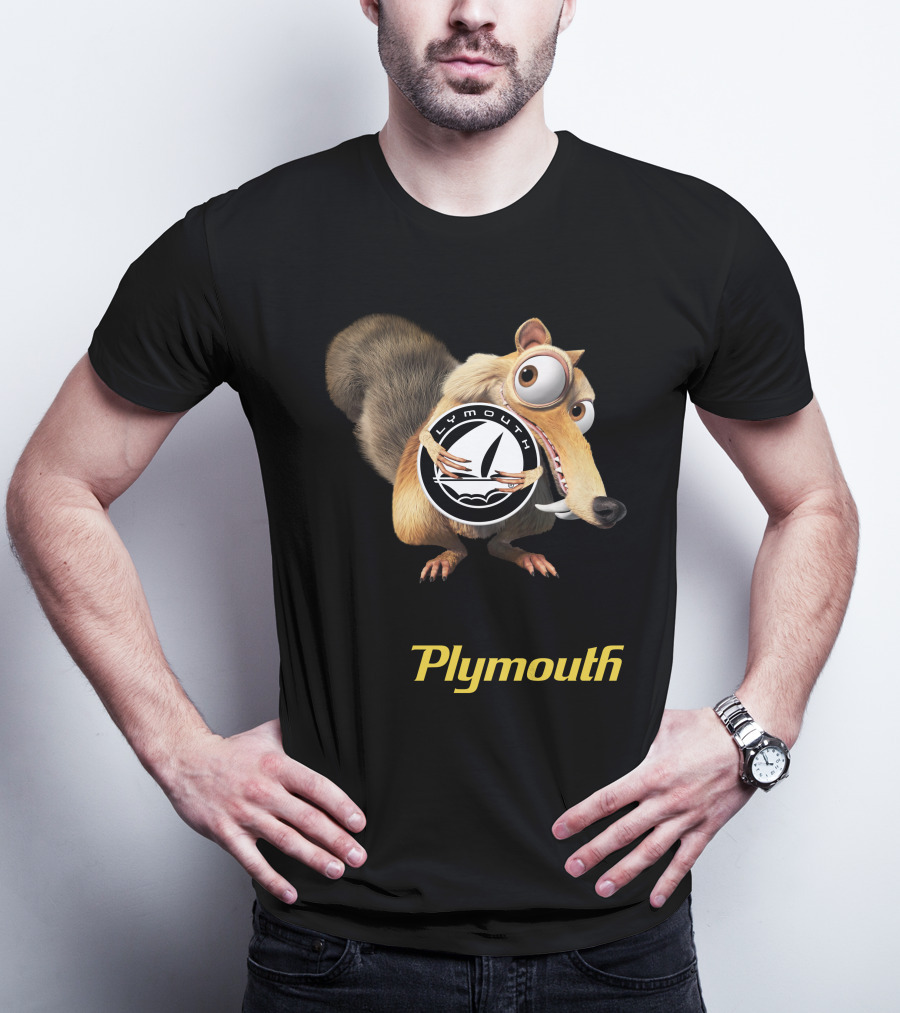 Plymouth Ice Age Character Holding T-Shirt