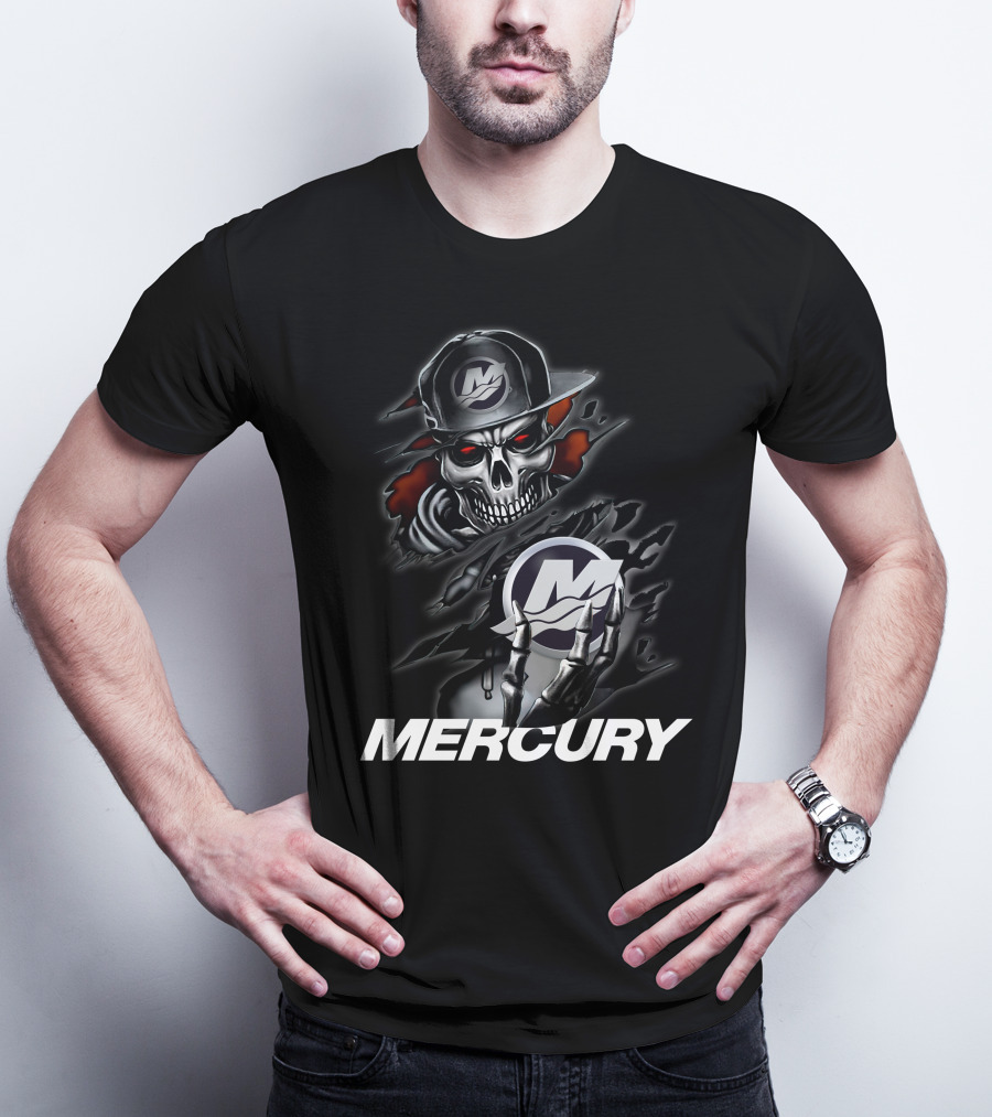 Mercury 05 Skull With Baseball Cap T-Shirt