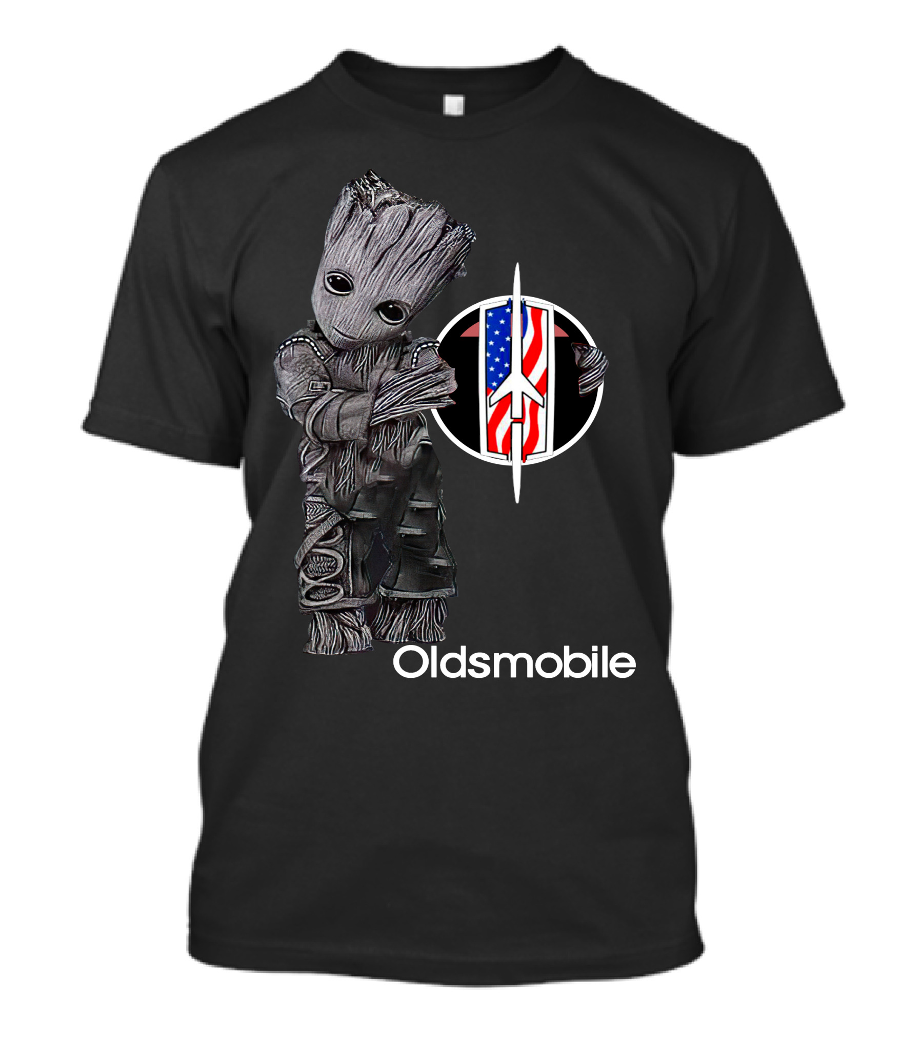 Oldsmobile Groot With Rocket Emblem And American Flag T-Shirt