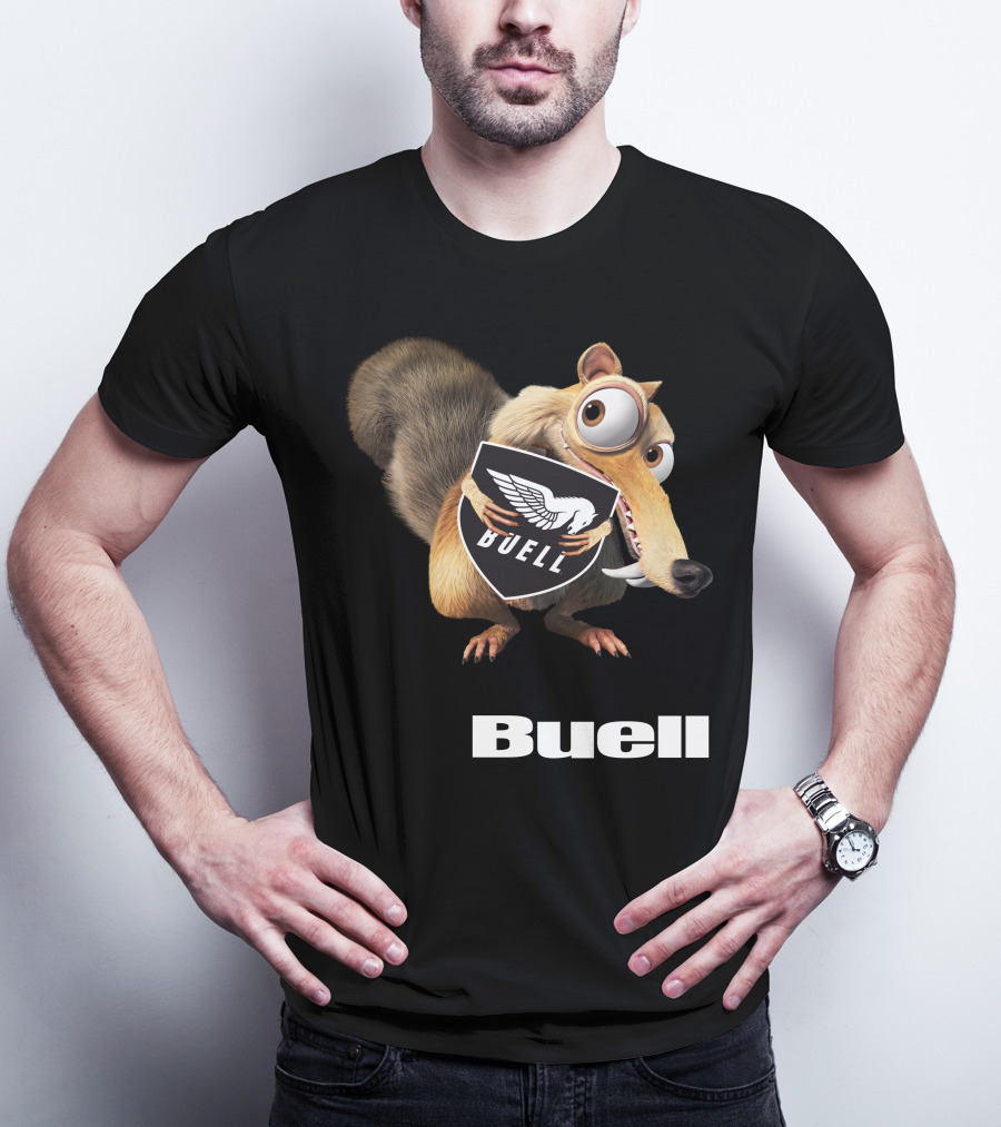 Buell Scrat Logo Iconic Character With Shield T-Shirt