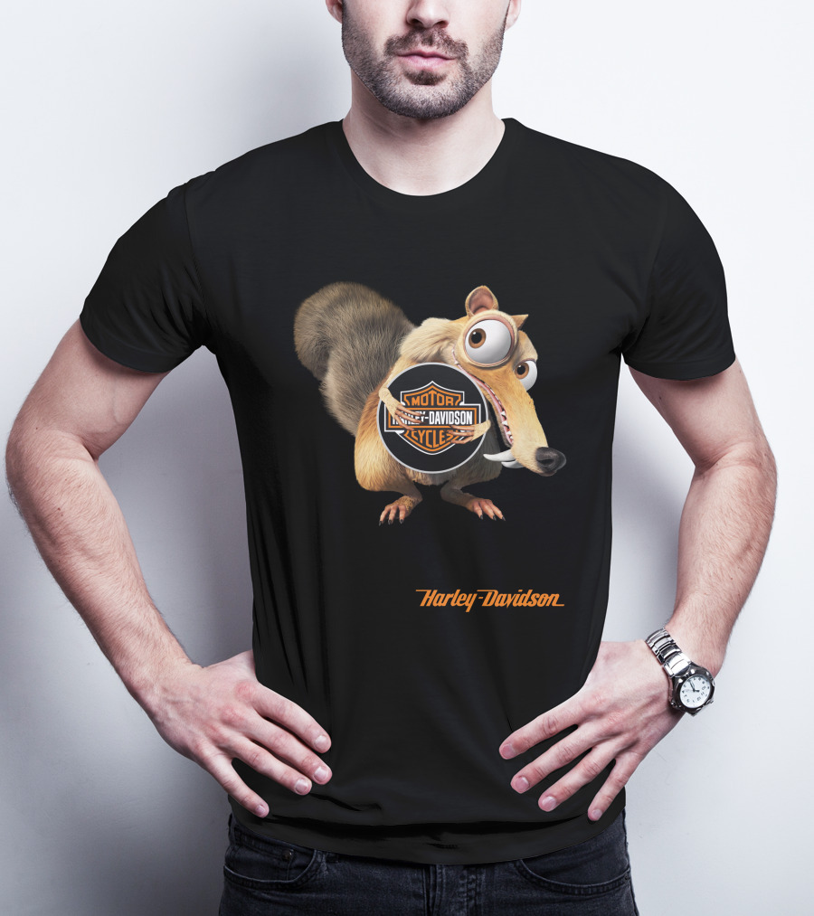 Harley Davidson Motorcycles Ice Age Scrat Holding T-Shirt