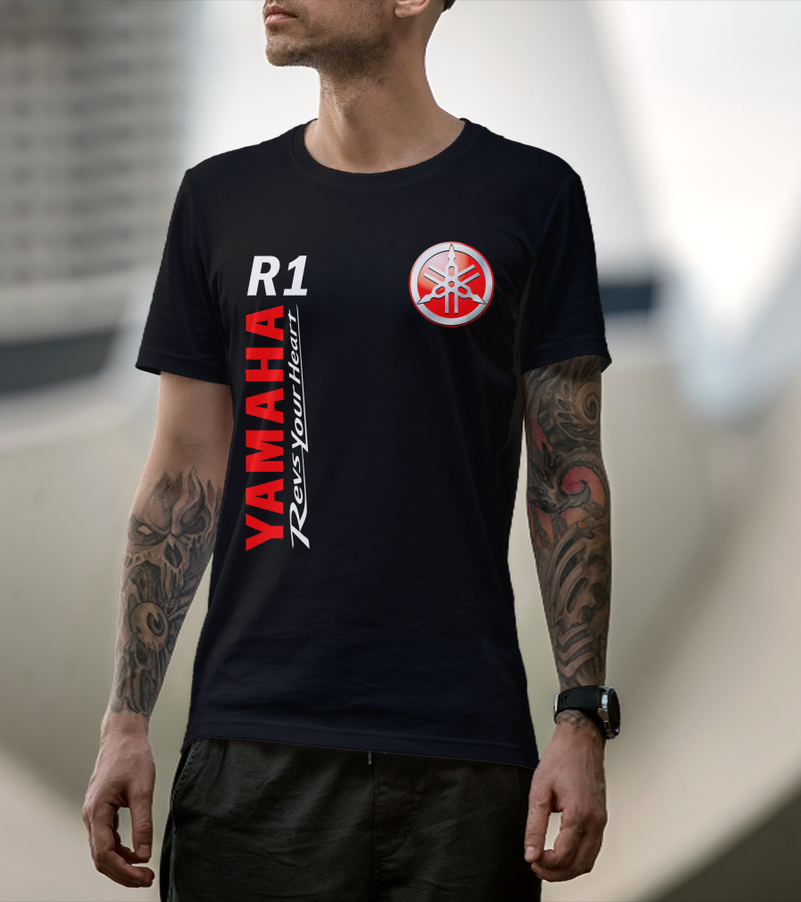 Yamaha R1 Revs Your Heart Vertical T-Shirt